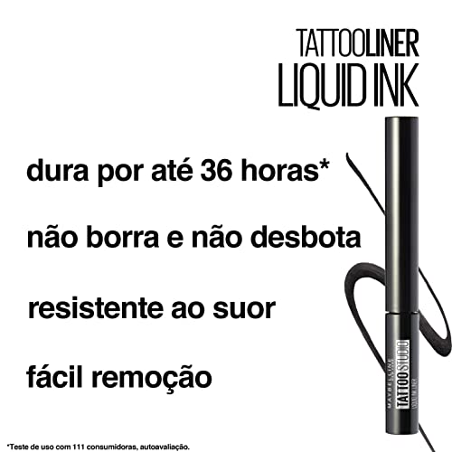 Maybelline New York Tattoo Studio Liquid Ink Eyeliner Makeup, up to 36HR Wear, Sweat Resistant, Smudge Resistant, Ink Black, 0.08 Fl.Oz