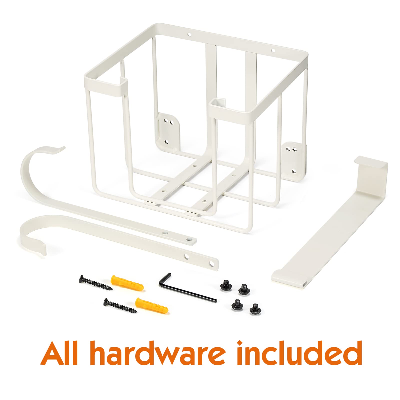 ORLESS Over The Door/Wall Mount Ironing Board Hanger, Laundry Room Iron and Ironing Caddy Board Storage Holder Cream