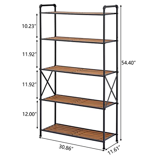 Tajsoon 5 Tier Bathroom Shelf Unit Free Standing Shelves, Widen Display Shelf, Multipurpose Storage Shelf for Bathroom, Kitchen, Entryway, Living Room, Industrial Style, Metal