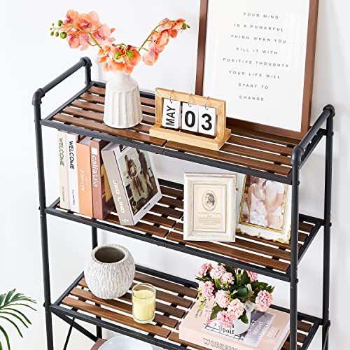 Tajsoon 5 Tier Bathroom Shelf Unit Free Standing Shelves, Widen Display Shelf, Multipurpose Storage Shelf for Bathroom, Kitchen, Entryway, Living Room, Industrial Style, Metal