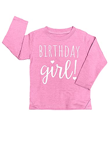 Happy Birthday T-Shirt (Girls 1 to 12) Sassy Kids Party Tee - Sweet Baby/Toddler Outfit 7 Pink Heather LS