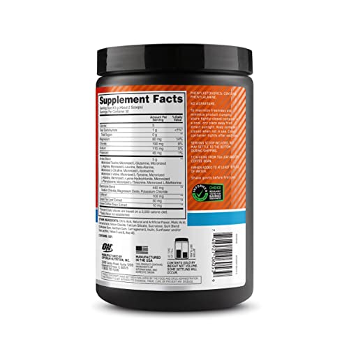 Optimum Nutrition Amino Energy Plus Electrolytes Energy Drink Powder, Caffeine for Pre-Workout Energy, Amino Acids / BCAAs for Post-Workout Recovery, Tangerine Wave, 30 Servings (Packaging May Vary)