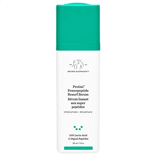 Drunk Elephant Protini Powerpeptide Resurf Serum. Strengthen and Resurface Face Serum with 10% Lactic Acid and 11 Signal Peptides (30 mL / 1 Fl Oz)