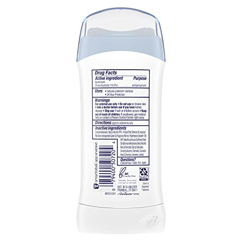 Dove Invisible Solid Antiperspirant Deodorant Stick for Women, Powder, For All Day Underarm Sweat & Odor Protection, 2.6 Ounce (Pack of 6)