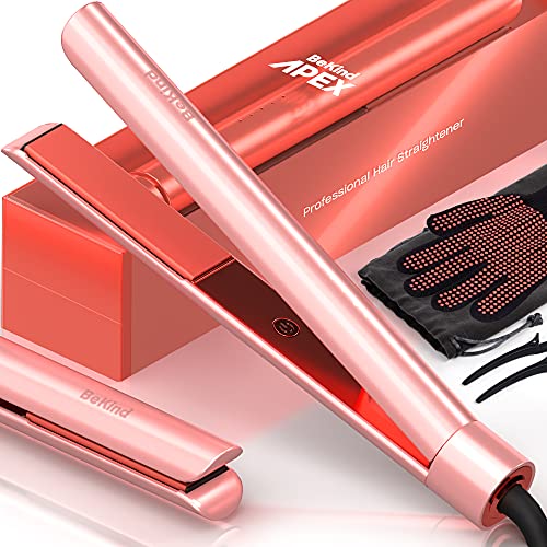 Bekind Apex 2-in-1 Hair Straightener Flat Iron, Straightener and Curler for All Hairstyles, 15s Fast Heating, Temperature Memory, Gift for Girls Women (Apex Peach)