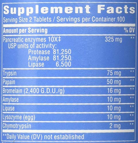 Nature's Way Mega-Zyme Systemic Enzymes, Relieves Occasional Muscle Soreness and Discomfort*, Pancreatic Enzymes, Digestive Health Support*, 200 Tablets