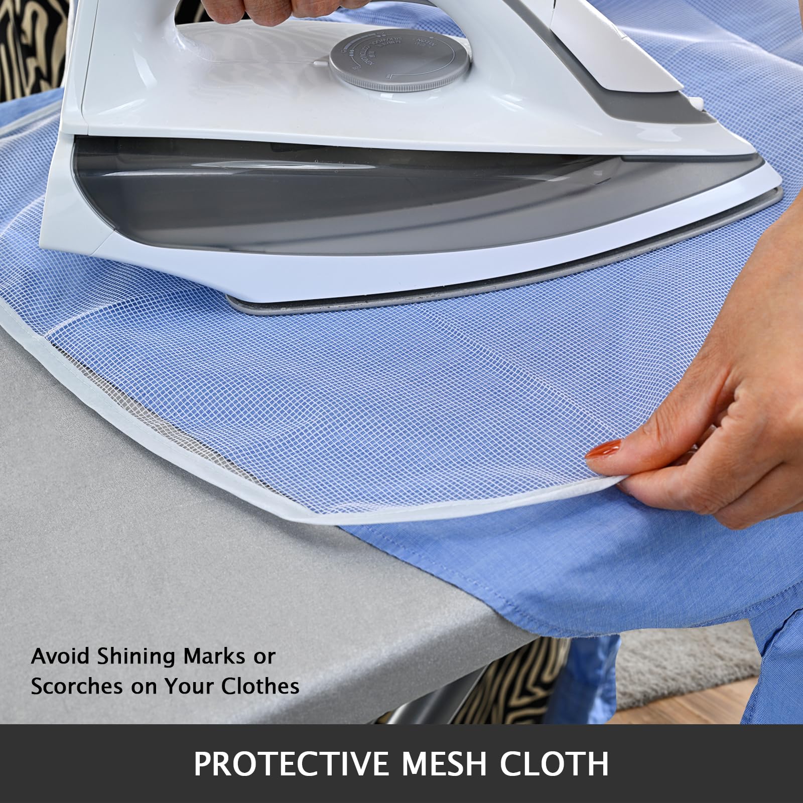 SheeChung Ironing Board Cover and Pad for Extra Wide 18 x 49 Ironing Boards,Premium Heavy Duty 4-Layer Silicone Coated Cover with 2mm Foam and 4mm Felt,Resists Scorching and Staining (49”x18”,Size C)