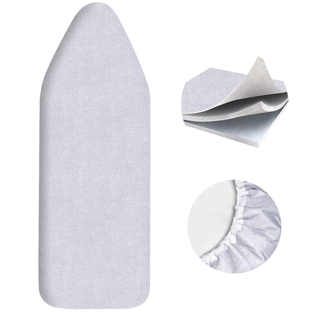 SheeChung Ironing Board Cover and Pad for Extra Wide 18 x 49 Ironing Boards,Premium Heavy Duty 4-Layer Silicone Coated Cover with 2mm Foam and 4mm Felt,Resists Scorching and Staining (49āx18ā,Size C)