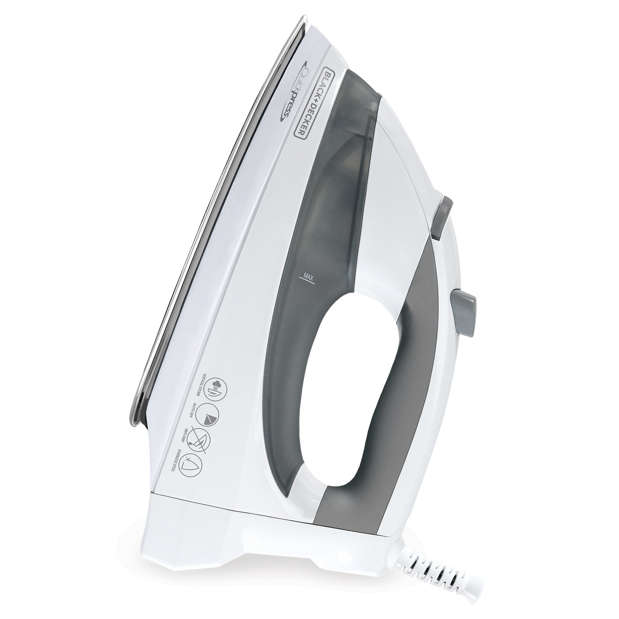 BLACK+DECKER Black & Decker F976 Quickpress Iron with Smart Steam Technology, White/Silver