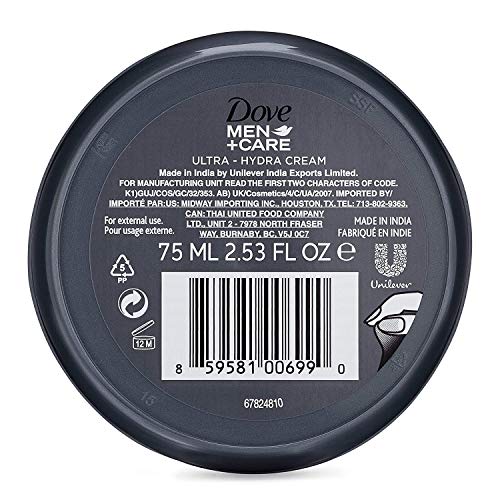 Dove Men+Care Ultra-Hydra Cream with 24 Hour Moisturization, 2.53 Fl Oz (Pack of 3)