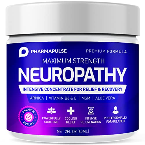Pharmapulse Neuropathy Nerve Relief Cream – Maximum Strength Cream for Feet, Hands, Legs, Toes Includes Arnica, Vitamin B6, Aloe Vera, MSM - Scientifically Developed for Effective Relief 2oz