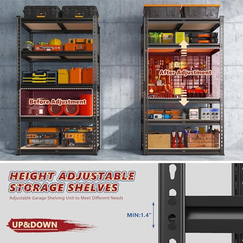 REIBII Storage Shelves Heavy Duty,5 Tier Adjustable Metal Shelving Unit Utility Rack Shelf for Garage Pantry Warehouse Closet Kitchen 12" D x 28" W x 60" H