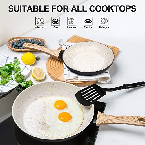 MICHELANGELO Pots and Pans Set Nonstick, 12 Pcs Pot Sets for Cooking Nonstick with Bakelite Handle, Non Toxic Cookware Set Induction Compatible