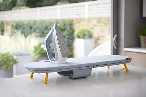 Joseph Joseph Folding Tabletop Ironing Board with Iron Holder, Compact, Space-Saving, Grey/Yellow