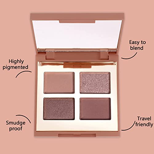 Mellow Cosmetic Eyeshadow Quad - Matte & Shimmer Shades - Eyeshadow Palette Kit for Women - Longwear, Highly Pigmented, Intense Color - Compact Eye Makeup Kit (Rhea)