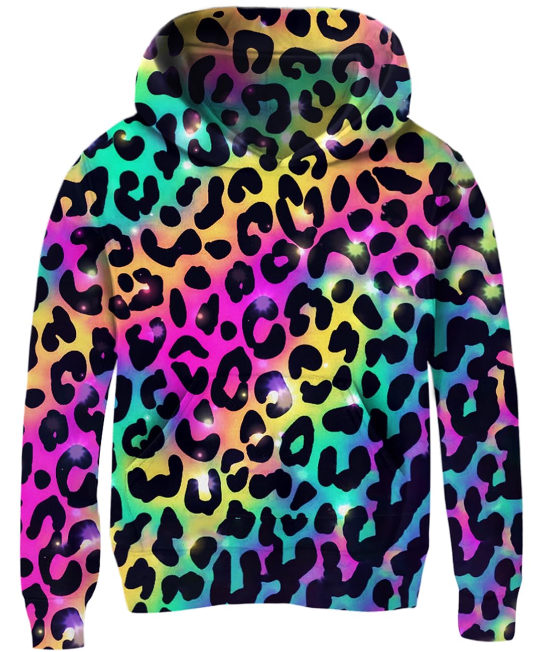 uideazone Teens Girls Hooded Sweatshirt Size 7 3D Print Colorful cheetah Leopard Hoodies Fashion Long Sleeve Hoody Pullover Sweatsuit for School 6-8 Years