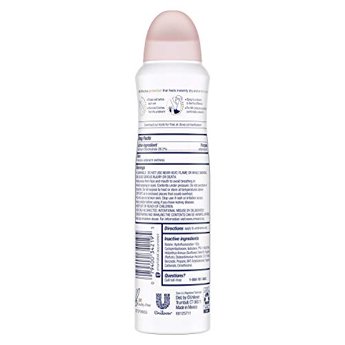 Dove Dry Spray Antiperspirant Deodorant for Women, Beauty Finish, 48 Hour Protection, Soft And Comfortable Underarms, Rose, 3.8 Oz, Pack of 3
