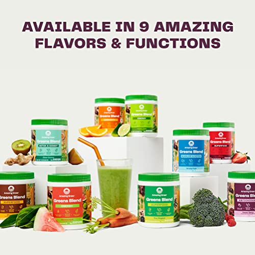 Amazing Grass Greens Blend Antioxidant: Super Greens Powder Smoothie Mix with Organic Spirulina, Beet Root Powder, Elderberry, Bilberry, Prebioitics & Probiotics, Sweet Berry, 30 Servings