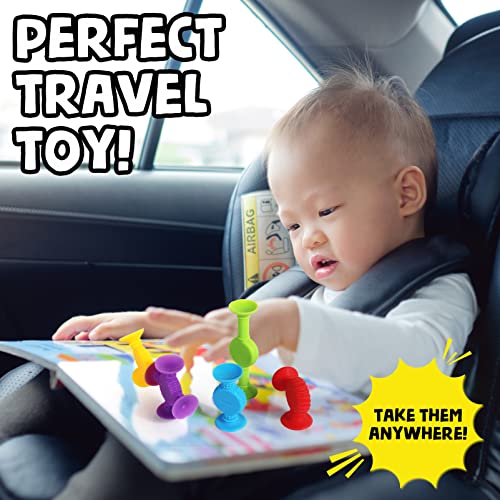 BUNMO Sensory Suction Bath Toys 10pcs | Connect, Build, Create | Mold Free Bath Toys | Hours of Fun & Creativity | Montessori Toys | Sensory Toys | Baby Easter Basket Stuffers for Babies