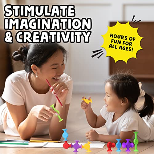 BUNMO Sensory Suction Bath Toys 10pcs | Connect, Build, Create | Mold Free Bath Toys | Hours of Fun & Creativity | Montessori Toys | Sensory Toys | Baby Easter Basket Stuffers for Babies