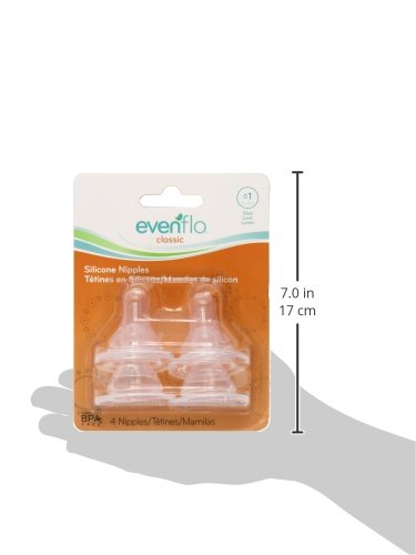 Evenflo 4 Pack Classic Silicone Nipple, Slow Flow