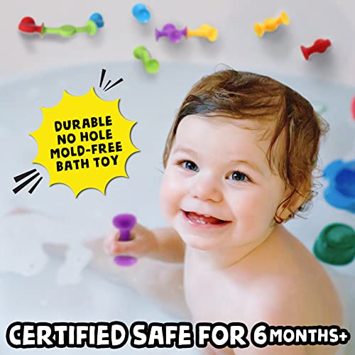 BUNMO Sensory Suction Bath Toys 10pcs | Connect, Build, Create | Mold Free Bath Toys | Hours of Fun & Creativity | Montessori Toys | Sensory Toys | Baby Easter Basket Stuffers for Babies
