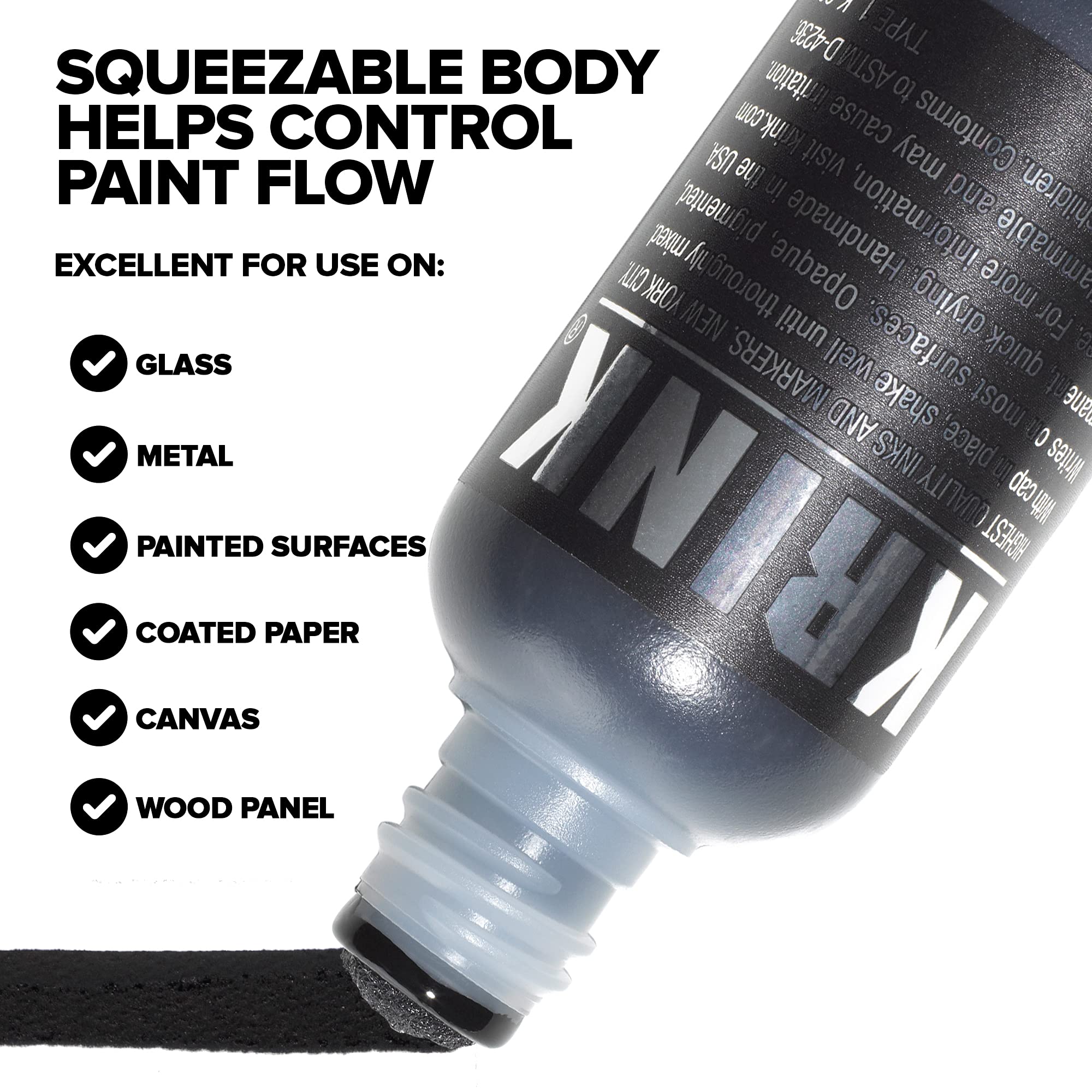 Krink K-60 Black Paint Marker - Vibrant and Opaque Fine Art Graffiti Markers for Canvas Metal Glass Paper and More - Alcohol-Based Permanent Graffiti Mop Krink Paint Marker for Lasting Tags