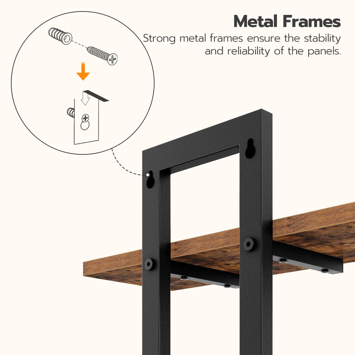 HOOBRO Floating Shelves, 15 Inch Wall Shelf Set of 2, Wall Mounted Storage Shelves 2-Tier, Hanging Bathroom Shelves, for Living Room, Bedroom, Bathroom, Kitchen, Rustic Brown and Black BF32BJ01