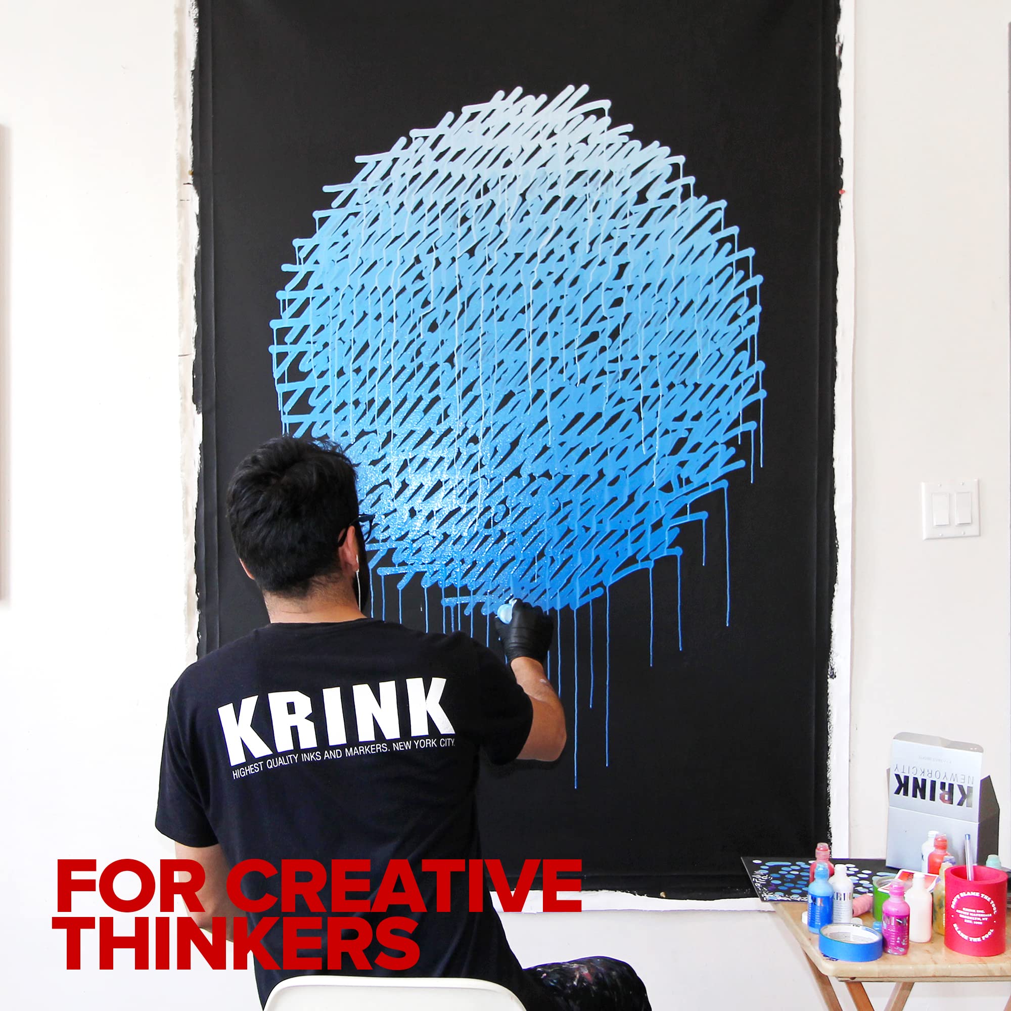 Krink K-60 Black Paint Marker - Vibrant and Opaque Fine Art Graffiti Markers for Canvas Metal Glass Paper and More - Alcohol-Based Permanent Graffiti Mop Krink Paint Marker for Lasting Tags