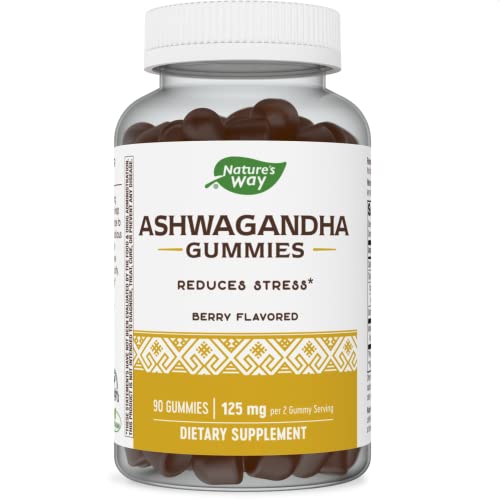 Natureโs Way Ashwagandha Gummies, Reduces Stress*, Adaptogenic Herb*, 125 mg Per Serving, Berry Flavored, 90 Gummies