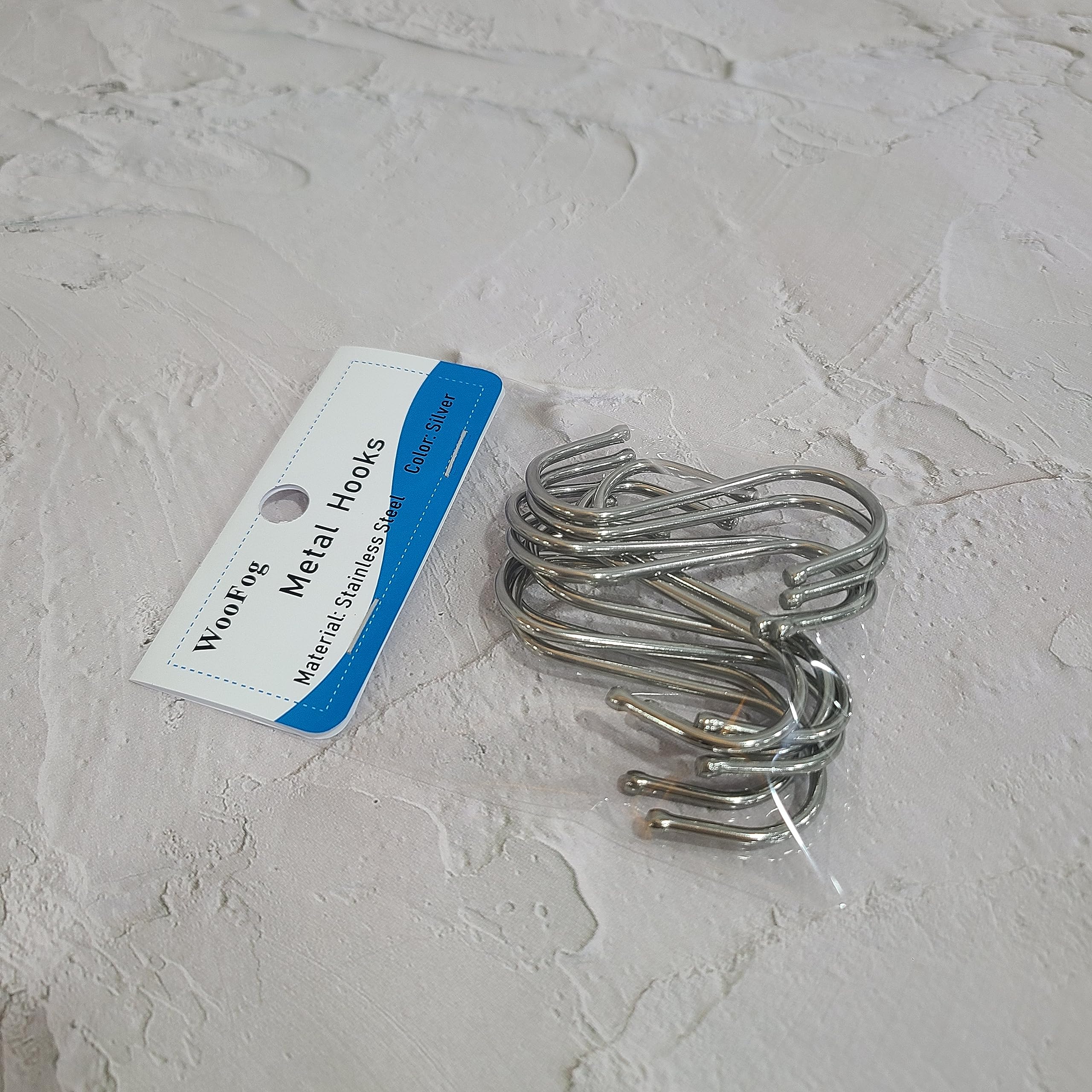WooFog Metal Hooks, S Shaped Stainless Steel Hooks Metal Hanging Hooks Curtain Hooks Pan Pot Holder Rack Hooks for Hanging Pot, Pan, Cups, Plants, Bags, Jeans, Towels (Silver)