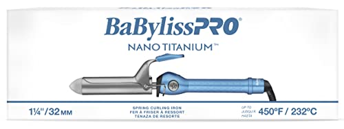 BaBylissPRO Nano Titanium Spring Curling Iron , 1.25 Inch (Pack of 1)