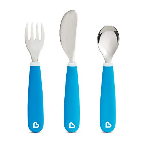 Munchkin® Color Me Hungry 7pc Toddler Feeding Supplies Set, Includes Plates, Bowl, Open Cup and Utensils in a Gift Box, Blue
