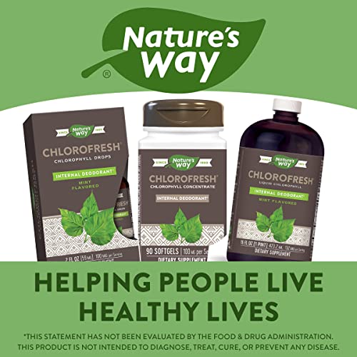 Nature’s Way Chlorofresh, Supports Detoxification Pathways*, Liquid Chlorophyllin Copper Complex, Supports Healthy Skin*, Internal Deodorant*, Mint Flavored, 16 Fl Oz.
