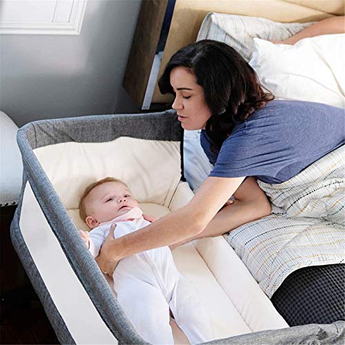 nordmiex Bedside Sleeper Bedside Crib, Baby Bassinet 3 in 1 Travel Baby Crib Baby Bed with Breathable Net,Adjustable Portable Bed for Infant/Baby(Deep Grey)