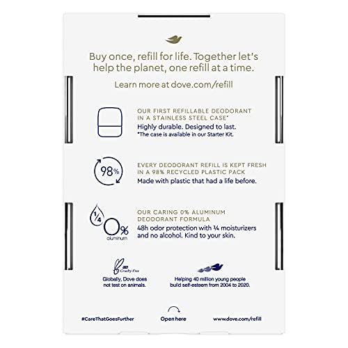 Dove Deodorant Refills Refill Kit 0% Aluminum Sensitive Aluminum Free Deodorant, 1.13 oz