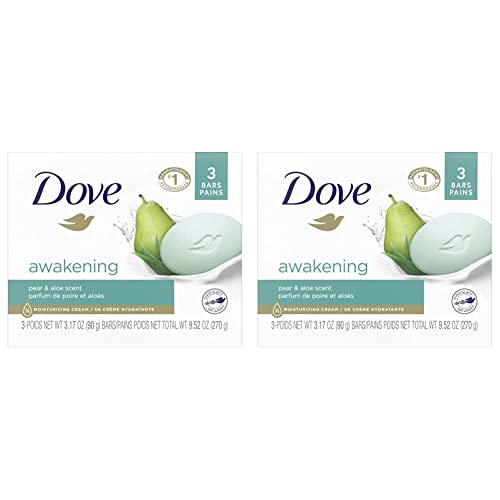 Dove Beauty Bar Gentle Skin Cleanser Moisturizing For Gentle Soft Skin Care Awakening More Moisturizing Than Bar Soap 3.17oz 3 Bars (Pack of 2)