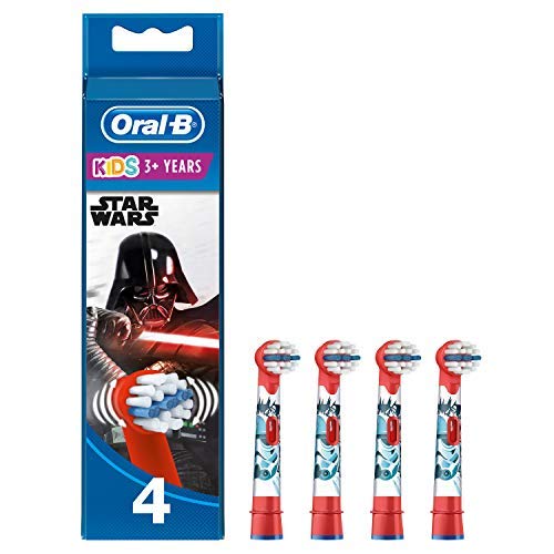 Oral-B Genuine Kids Stages Star Wars Replacement Red Toothbrush Heads, Refills for Electric Toothbrush, Suitable for Children Aged 3-6 Years, Pack of 4