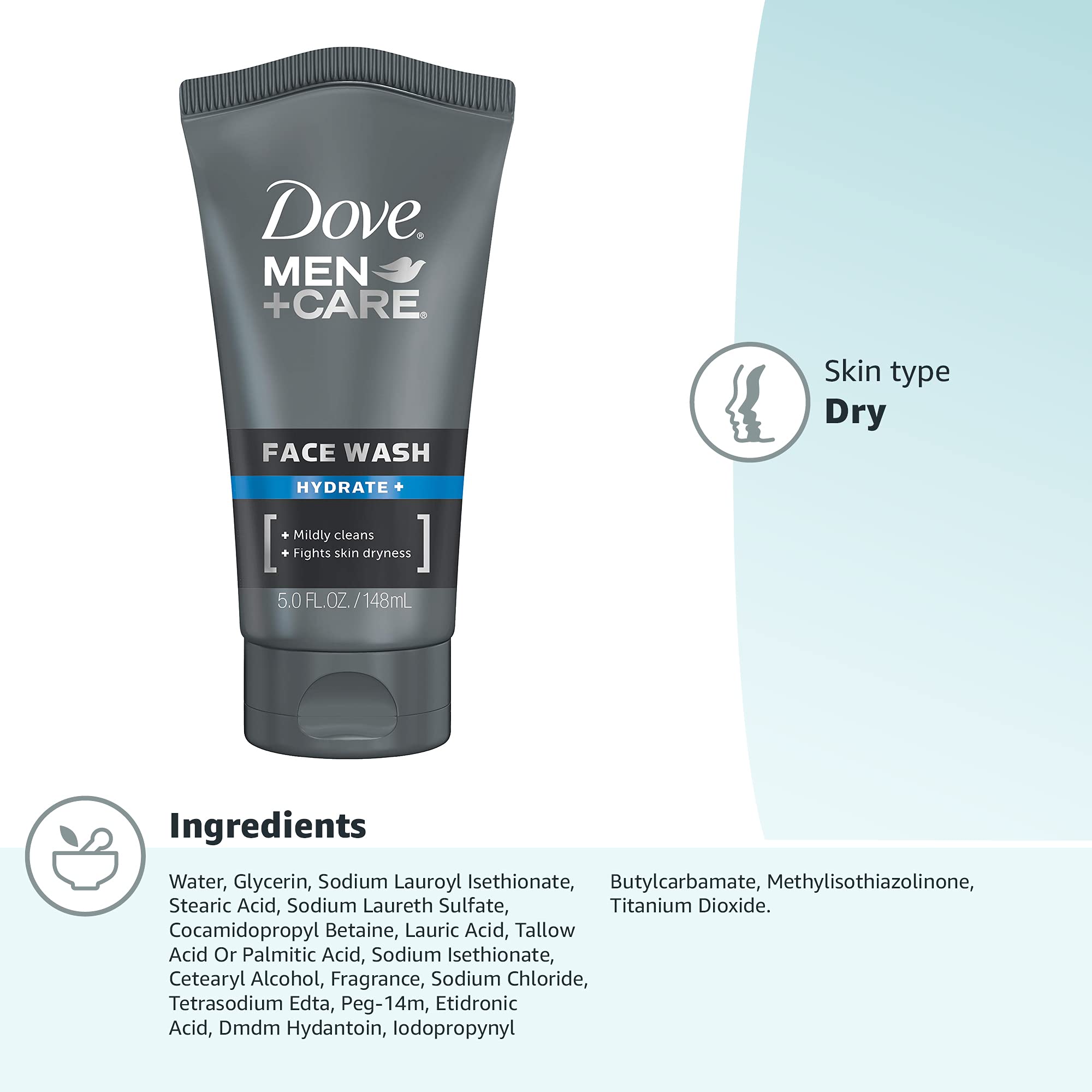 DOVE MEN + CARE Face Wash Hydrate Plus, 5 Fl Oz