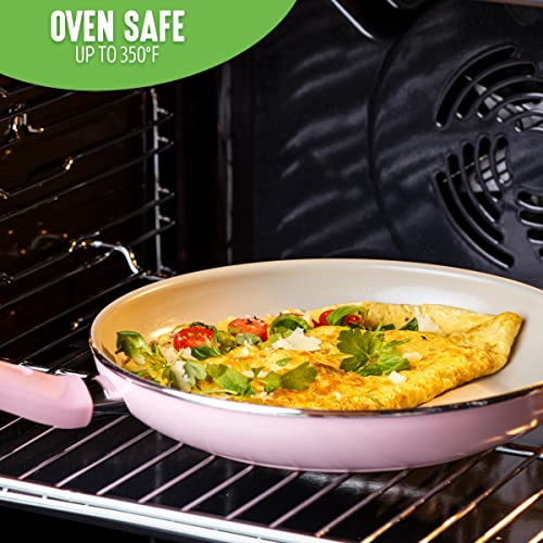 GreenLife Sandstone Healthy Ceramic Nonstick, 15 Piece Kitchen Cookware Pots and Frying Sauce Pans Set, PFAS- Free, Dishwasher Safe, Pink