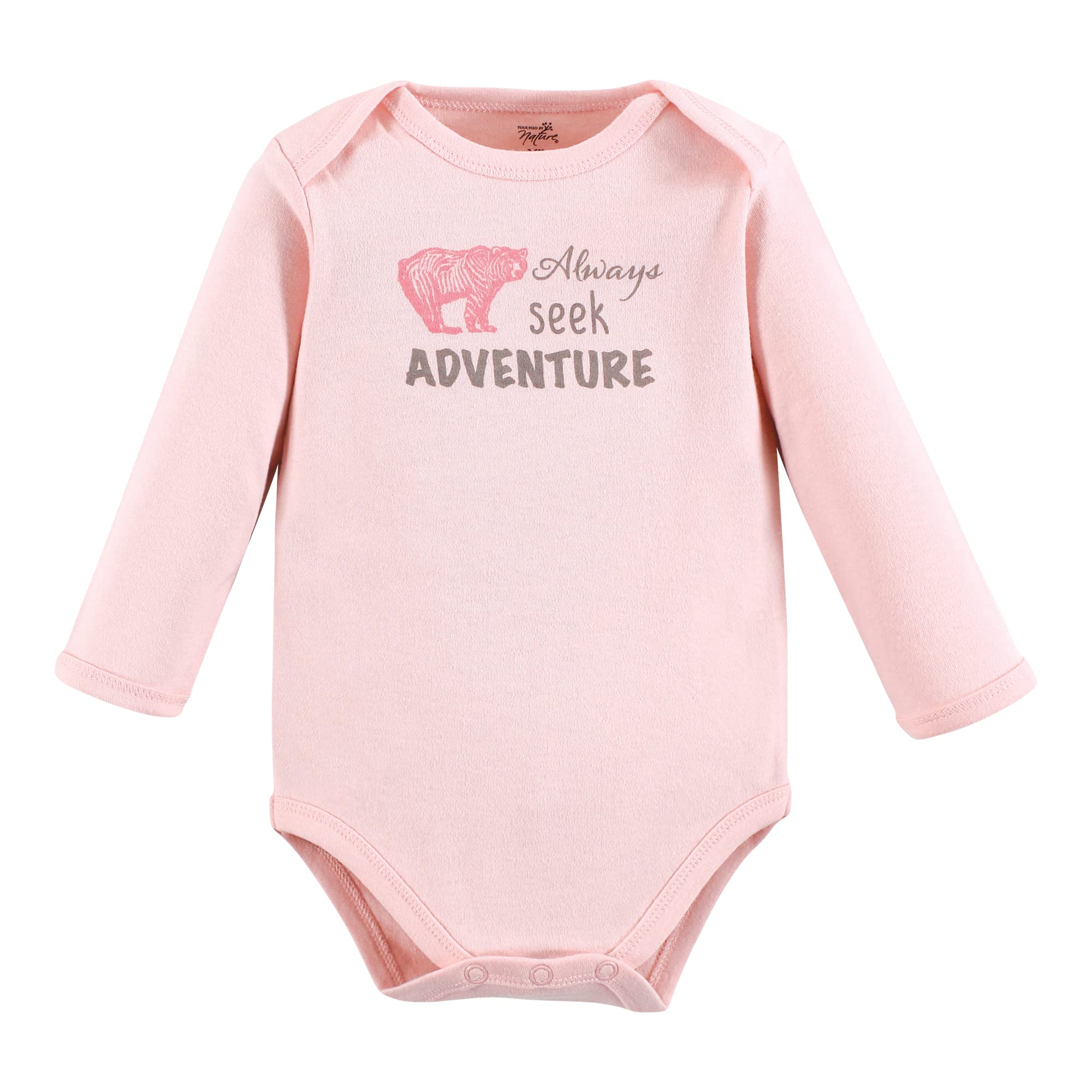 Touched by Nature Unisex Baby Organic Cotton Long-Sleeve Bodysuits, Girl Woodland, 6-9 Months