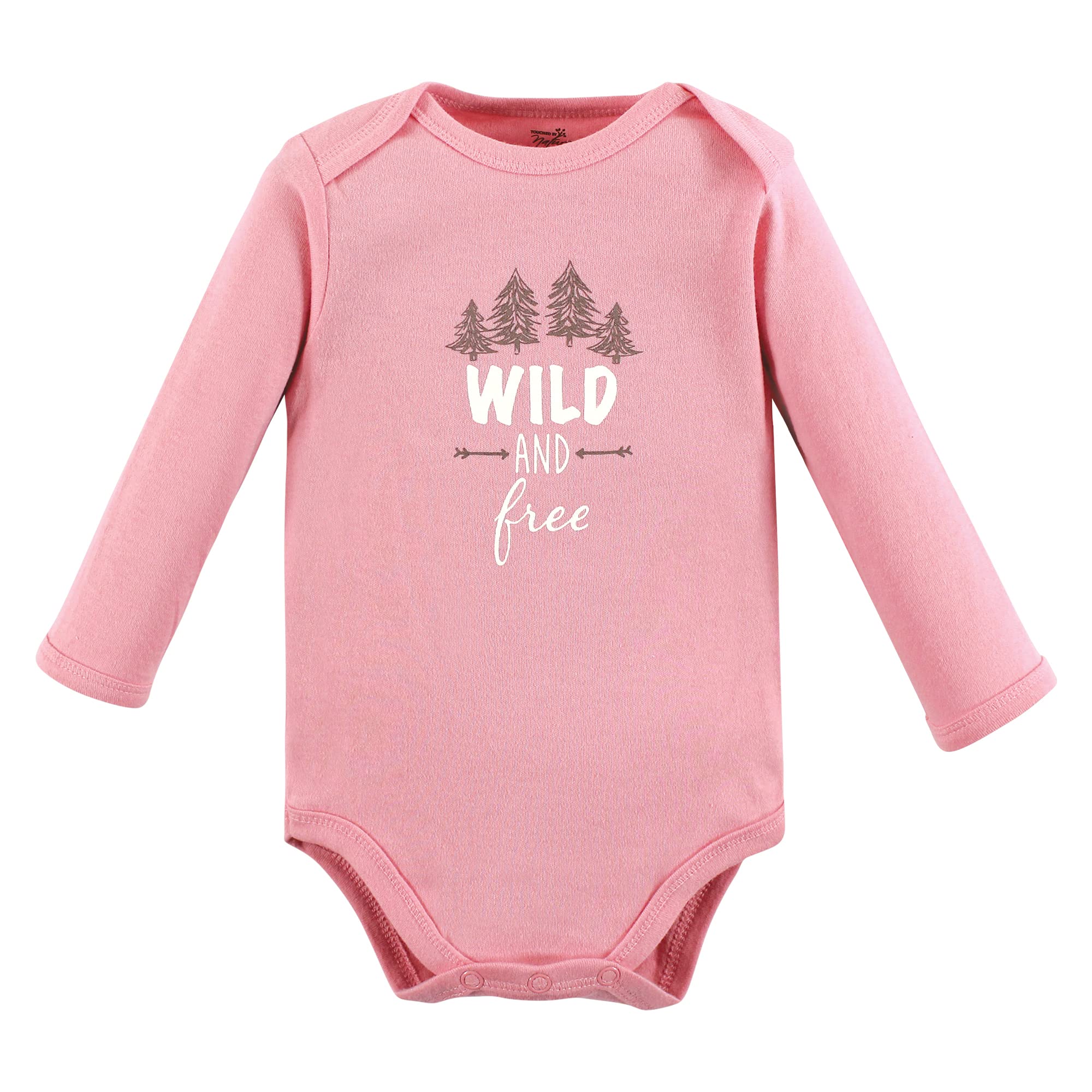 Touched by Nature Unisex Baby Organic Cotton Long-Sleeve Bodysuits, Girl Woodland, 6-9 Months