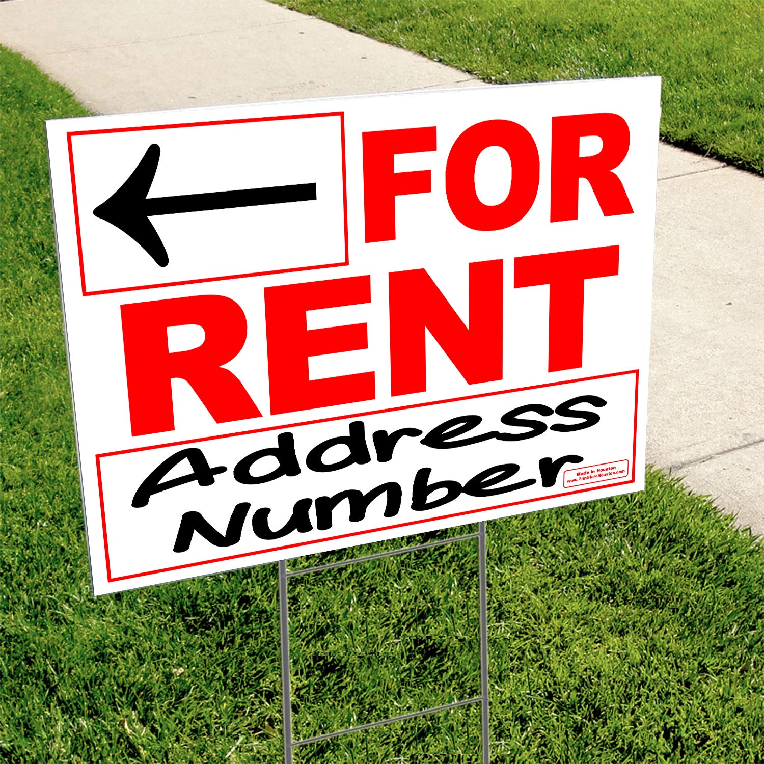 VIBE INK for Rent Yard Signs Double Sided Prints on 24" x 18" Corrugated Plastic Lawn Sign + Heavy Duty H-Stakes Wire Stand (8 Pack)