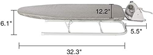 STORAGE MANIAC Tabletop Ironing Board with Iron Rest, All-Iron Frame & Silver Metallic Cover for Faster Ironing - Silver Grey