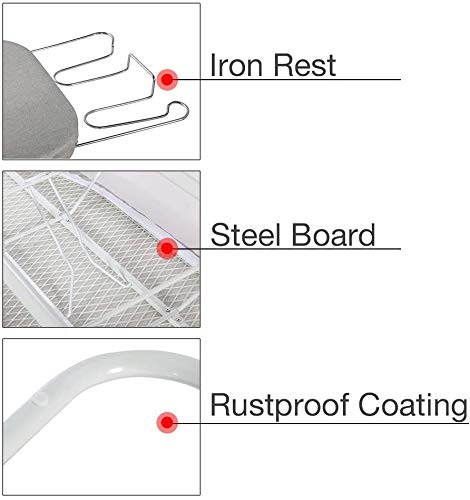 STORAGE MANIAC Tabletop Ironing Board with Iron Rest, All-Iron Frame & Silver Metallic Cover for Faster Ironing - Silver Grey
