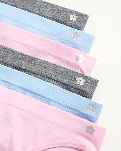 Limited Too Girls' Underwear - 6 Pack 100% Cotton Bikini Briefs (Size: 7-16), Size 7-8, Blue/Grey Assorted