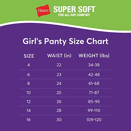 Hanes Ultimate Girls' Underwear, Pure Comfort Organic 100% Cotton Panties, Briefs, 8-Pack, Hipster-Print Solid Assorted, 12