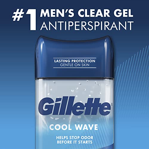 Gillette Clear Gel Men’s Antiperspirant and Deodorant, 72-Hour Sweat Protection, Cool Wave, #1 Clear Gel Brand for Men, 3.8 oz (Pack of 4)