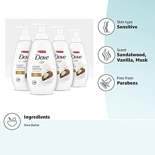 Dove Purely Pampering Body Wash with NutriumMoisture Technology Shea Butter and Vanilla Paraben Free Bodywash 13.5 fl oz 4 Count