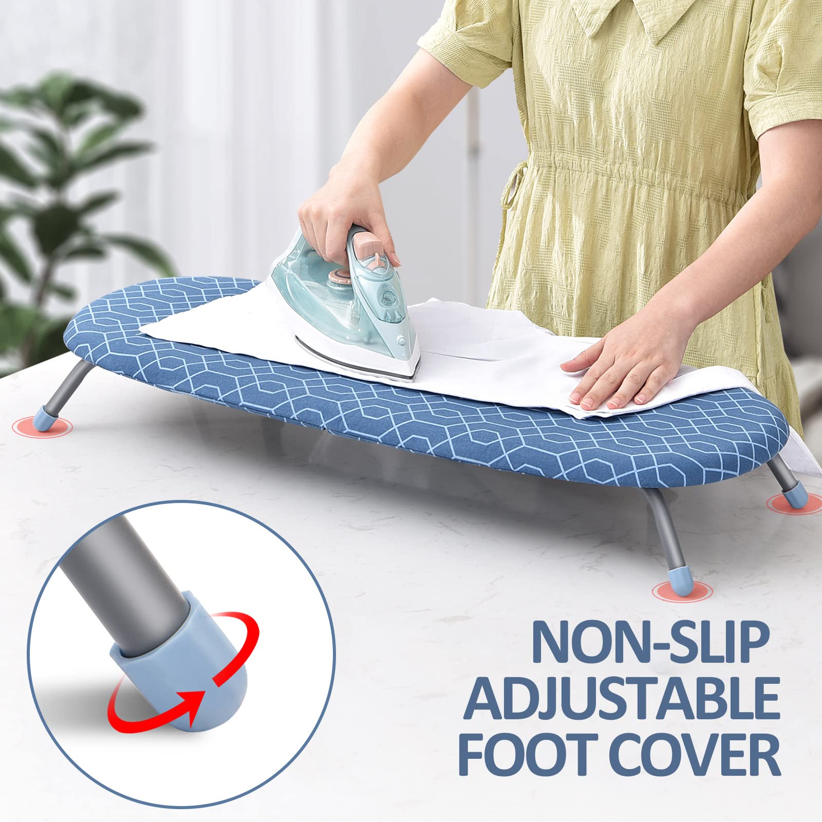 APEXCHASER Foldable Ironing Board, Tabletop Small Ironing Board with Heat Resistant Ironing Covers, Portable Folding Mini Ironing Board with Non-Slip Feet for Home, Laundry Rooms, Dorms, Travel Use